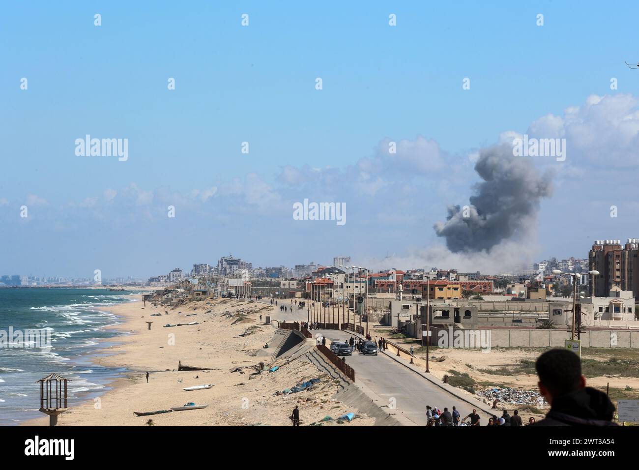 Gaza, Gaza. 15th Mar, 2024. Smoke rises following an Israeli strike as ...