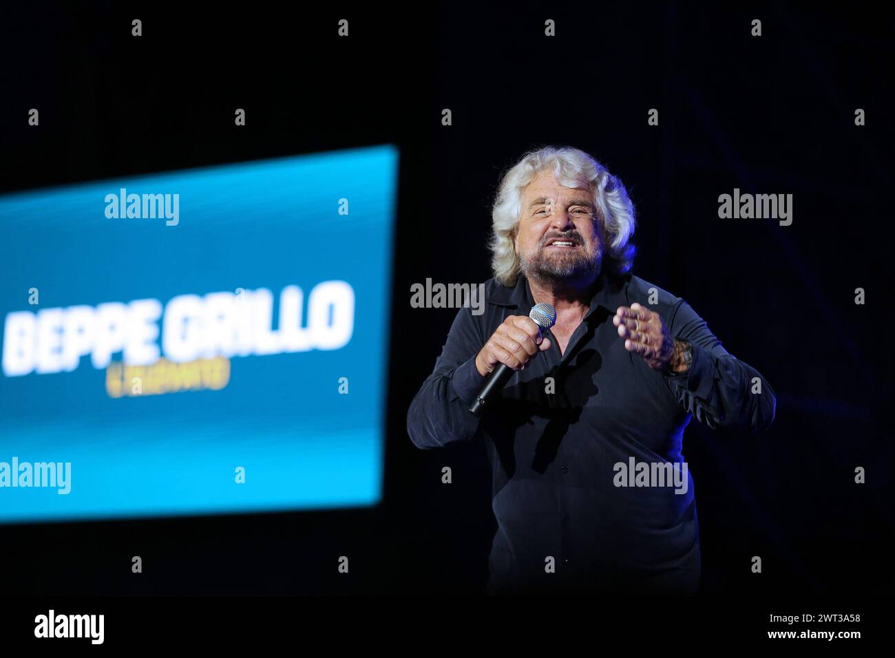 The politician and comic, Beppe Grillo, during the Italy 5-Star event ...