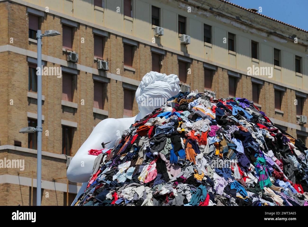 A view of the giant reproduction of Michelangelo Pistoletto's artwork ...