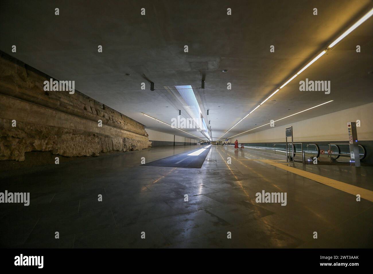 A view of the new tunnel, opened in Naples, which connects the city ...