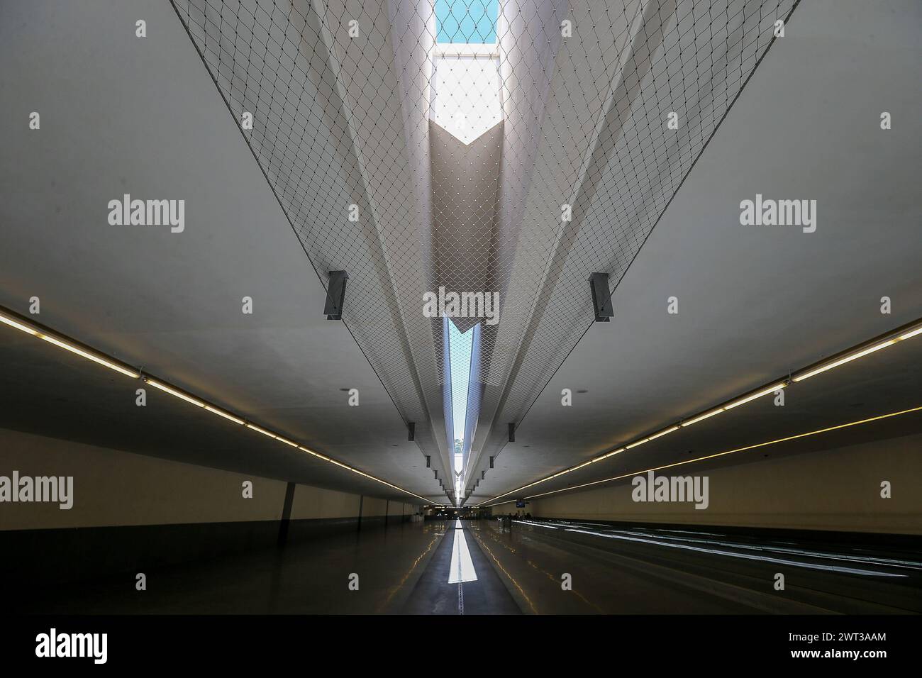 A view from inside the new tunnel inaugurated in Naples, which connects ...