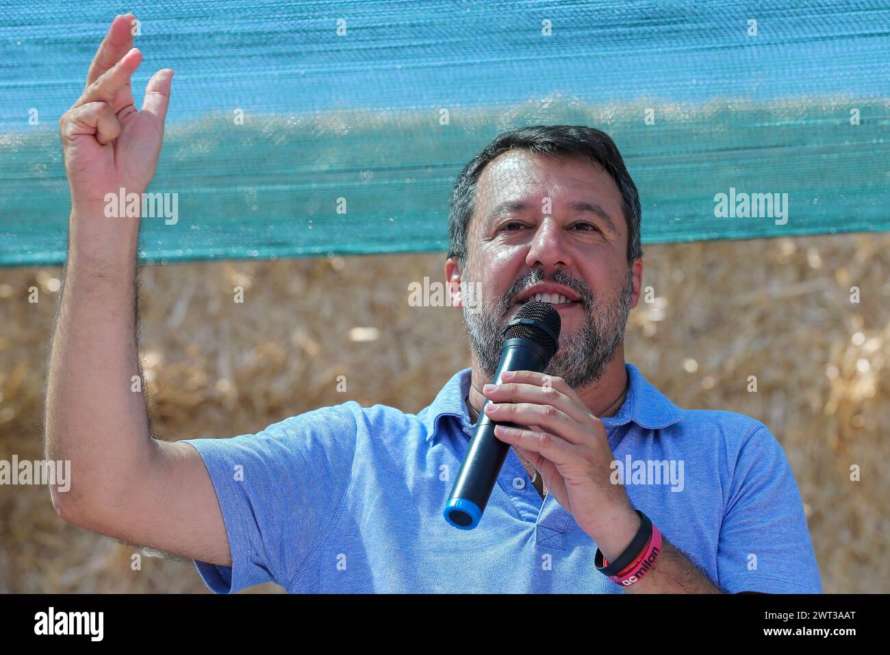 The political leader of the League, Matteo Salvini, during the meeting ...
