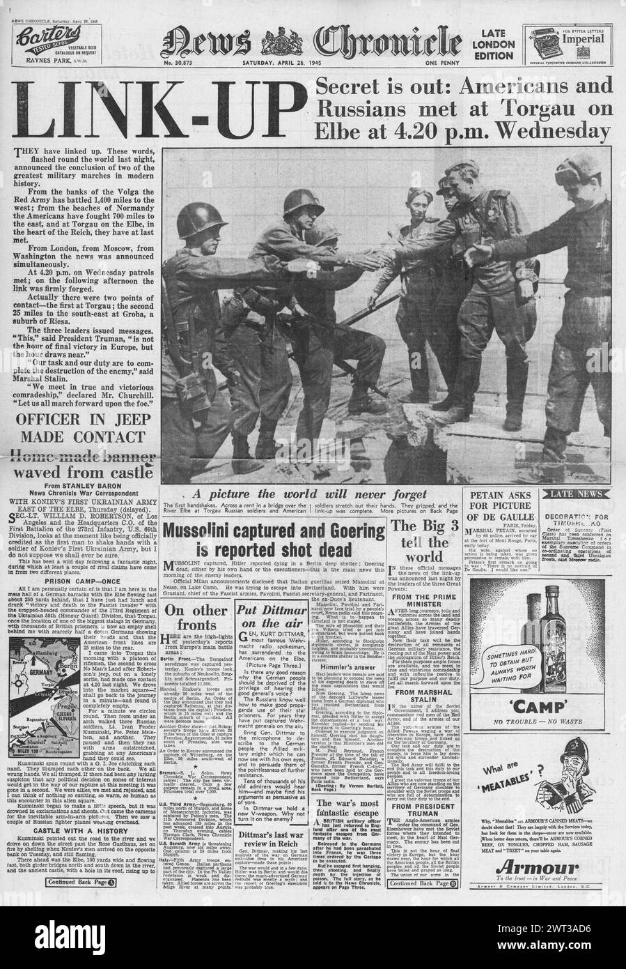 Front page 1945 us newspaper hi-res stock photography and images - Alamy