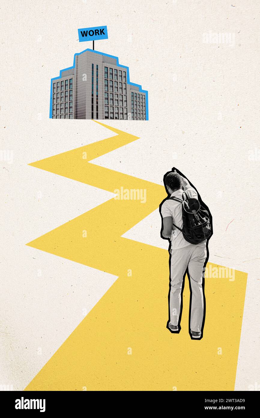 Vertical collage poster going man worker labor office building employee ...