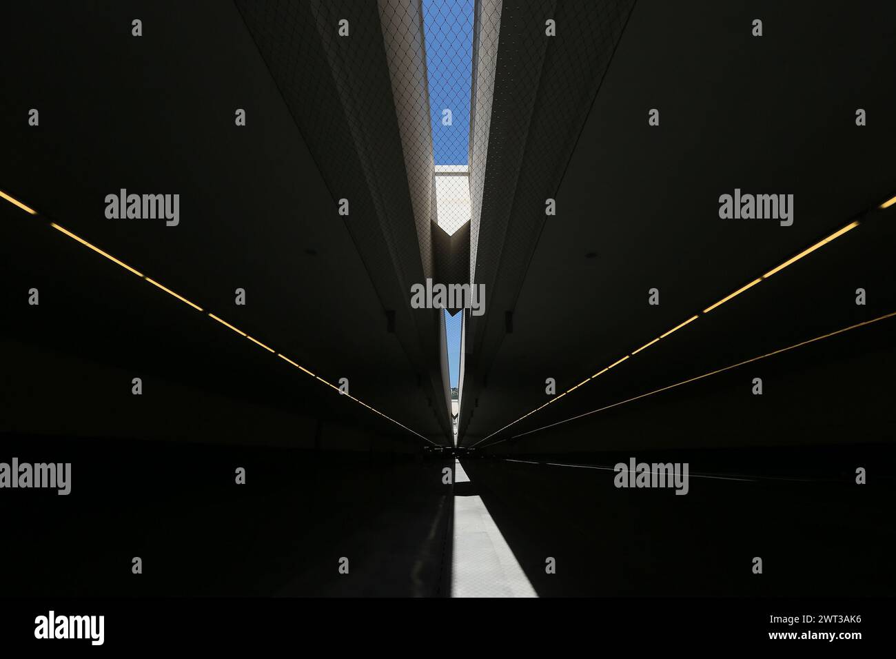 A view from inside the new tunnel inaugurated in Naples, which connects ...