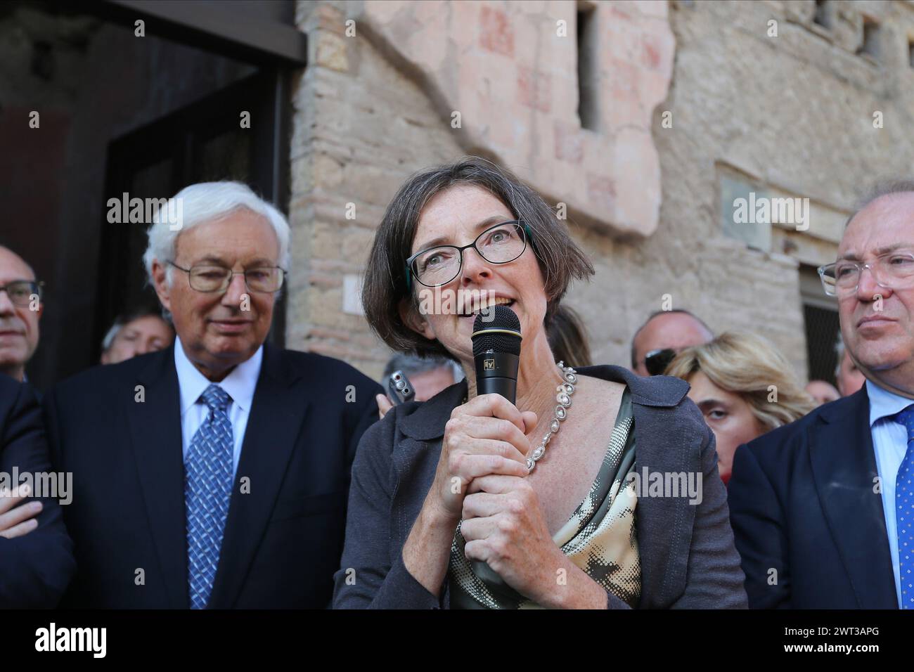 The head of the Herculaneum Conservation Project, Jane Thompson, during the press conference ...