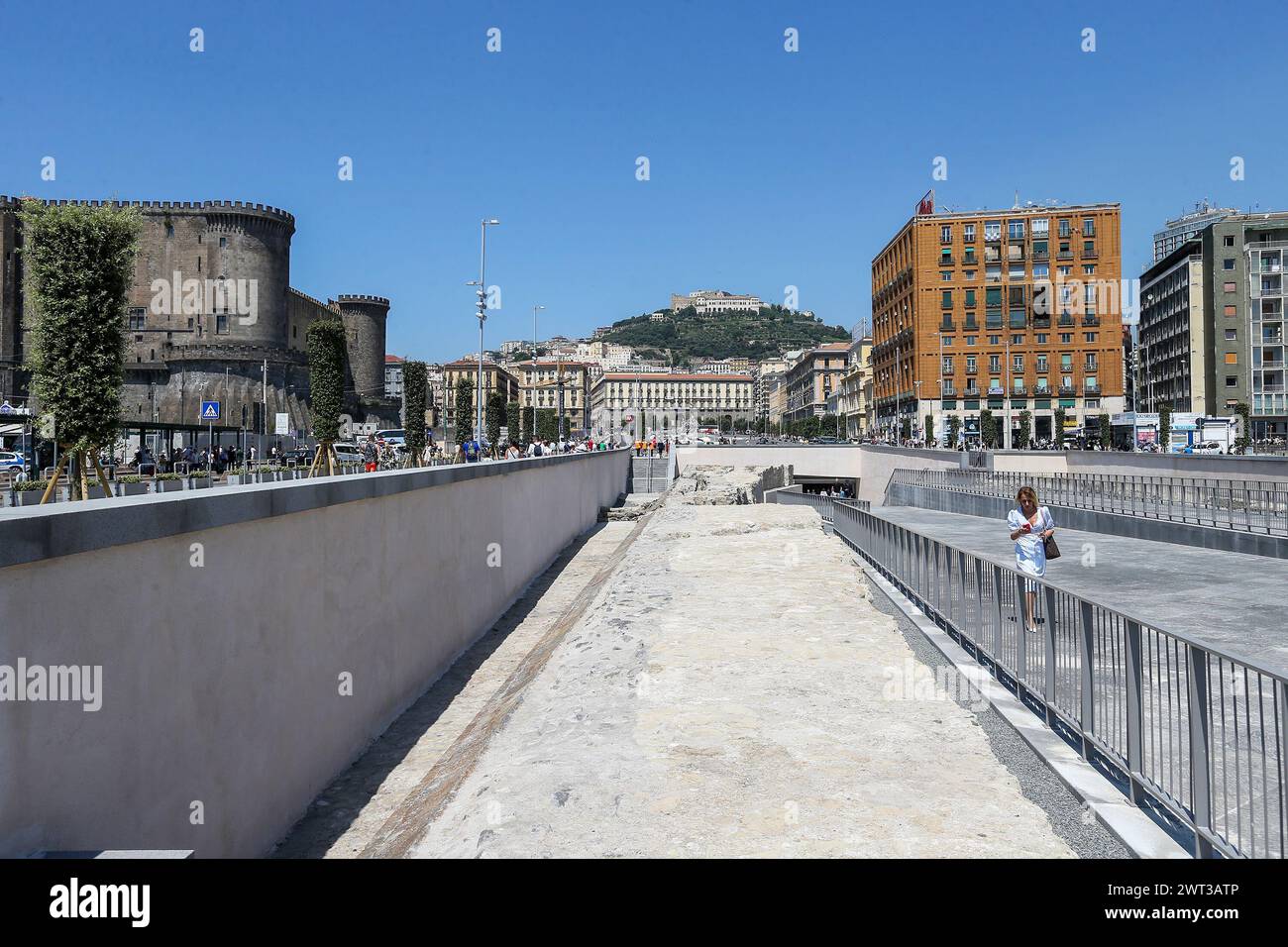 A view of the entrance of the new tunnel, opened in Naples, which ...