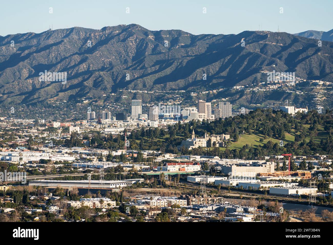 Telephoto view of Glendale and Verdugo Mountain in Los Angeles County ...