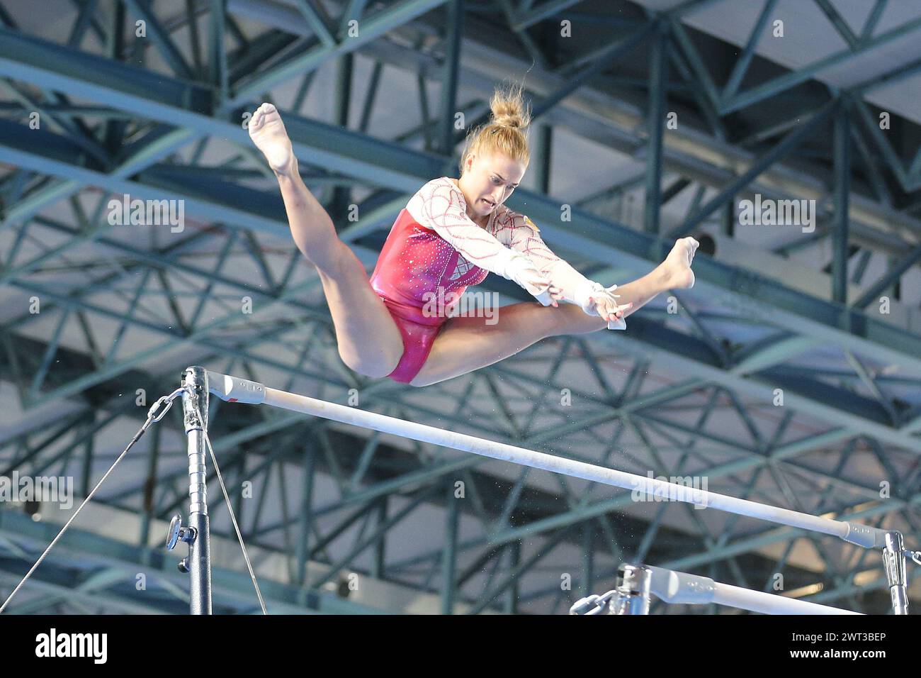 Liliia Akhaimova of Russia during the competition of the final stages of artistic gymnastics ...