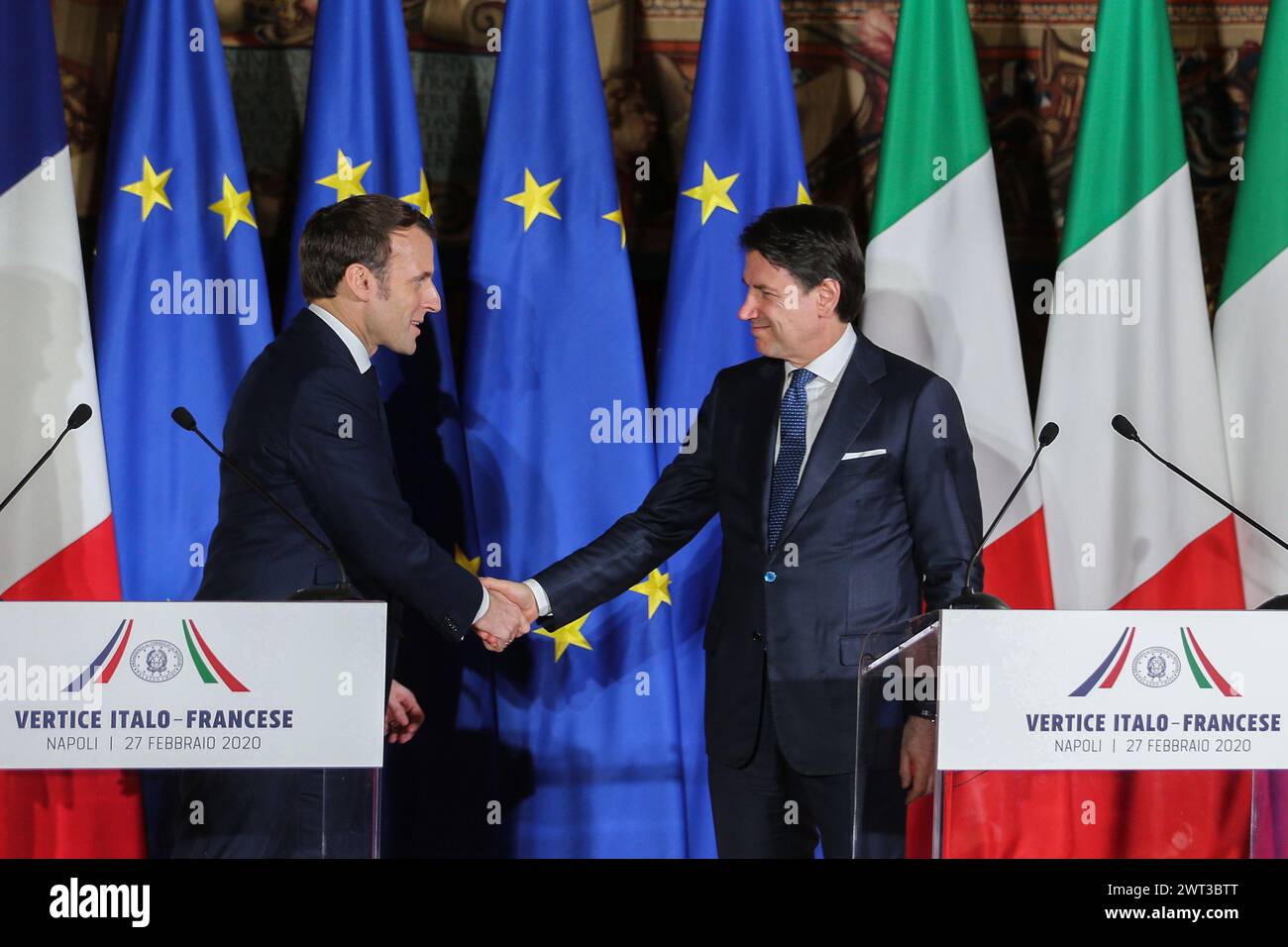 The French President, Emmanuel Macron and Italian Prime Minister ...