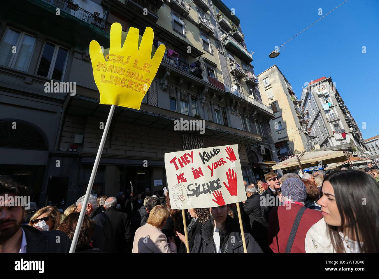 People with placards, during the protest and solidarity rally with the ...