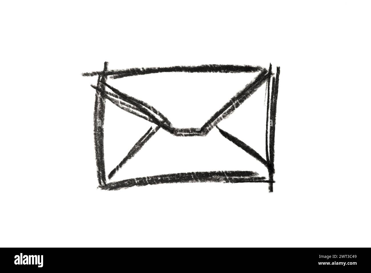Email envelope icon drawn in black pencil on white background Stock ...
