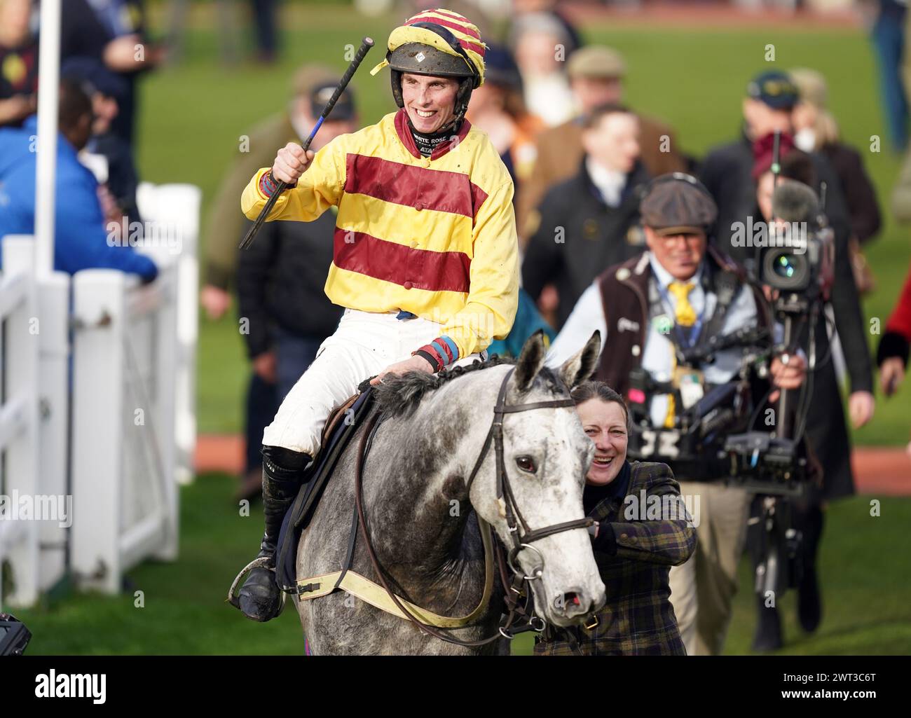 John Dawson aboard Sine Nomine after winning the St. James's Place ...