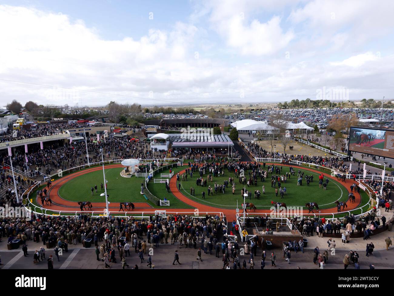 A general view of the parade ring on day four of the 2024 Cheltenham ...