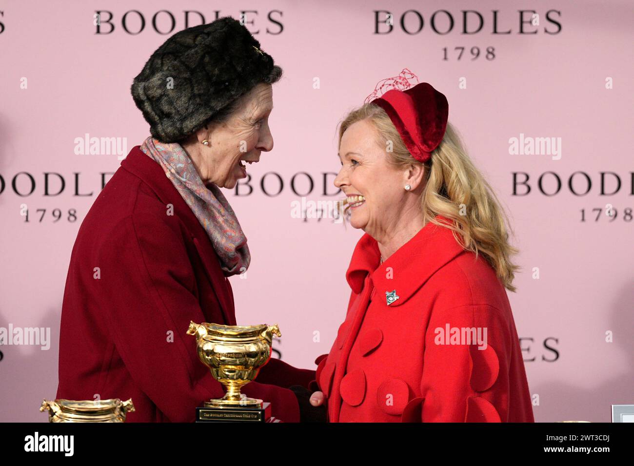 Princess Anne, left, presents the Gold Cup to the owner Audrey Turley ...