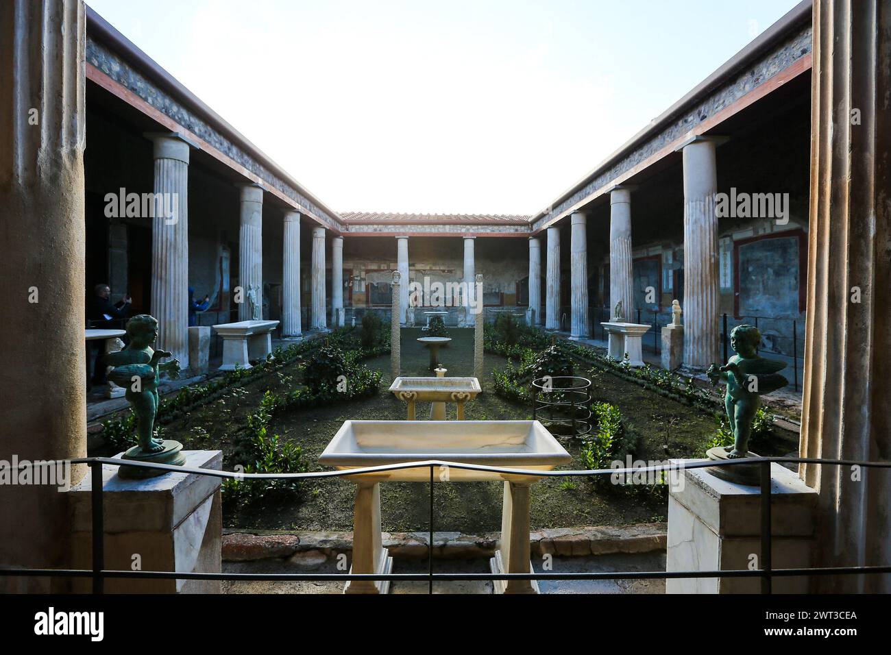 The courtyard of the house of the Vettii, in the archaeological ...