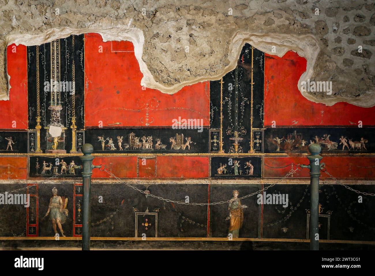 Frescoes in the house of the Vettii, in the archaeological excavations ...
