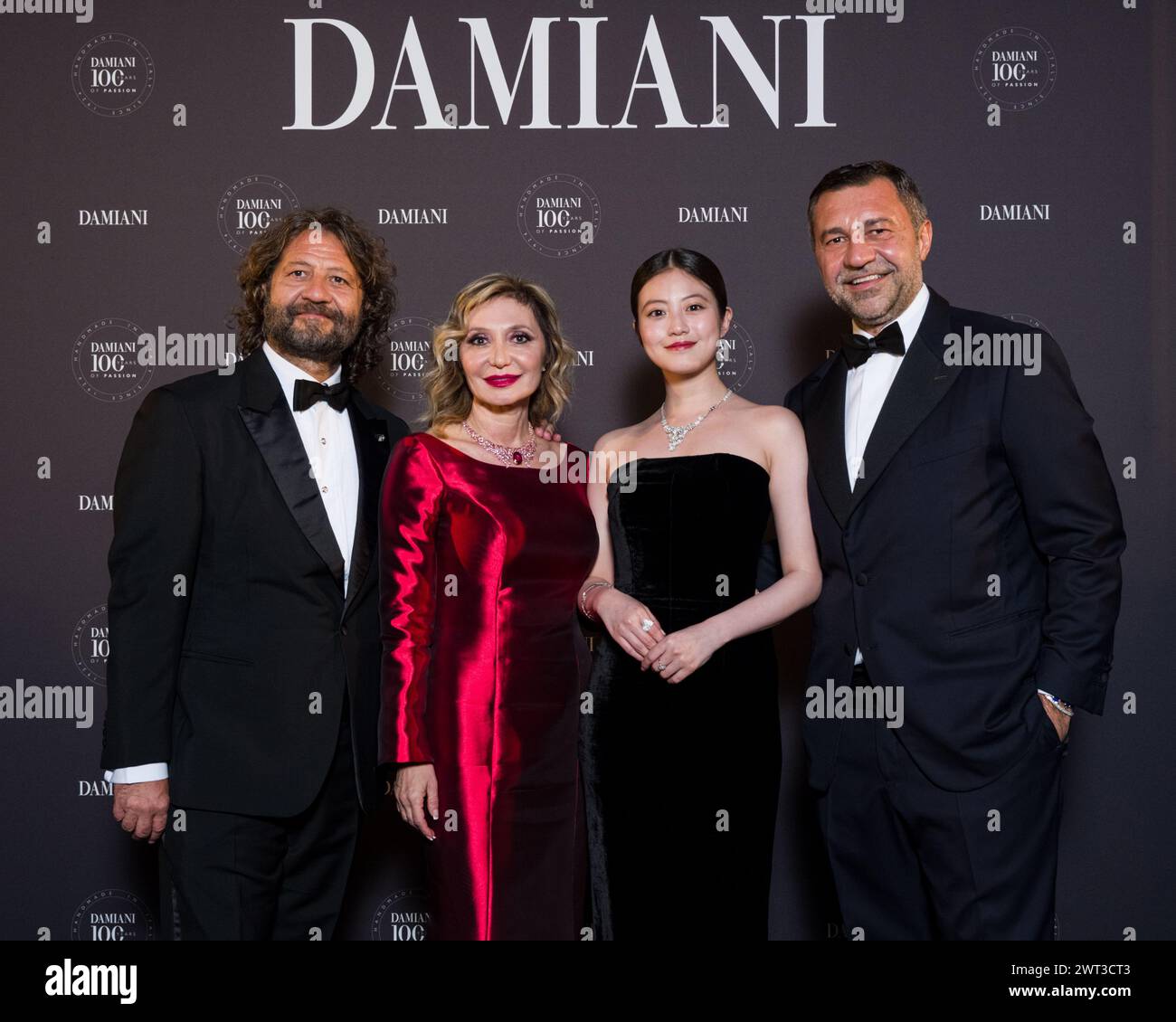 Milan, Italy. 14th Mar, 2024. Guido Damiani, Silvia Damiani Grassi, Imada Mio, Giorgio Damiani ...