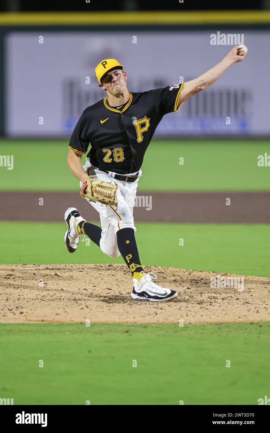 Bradenton, FL: Pittsburgh Pirates pitcher Hunter Barco (28) delivers a ...