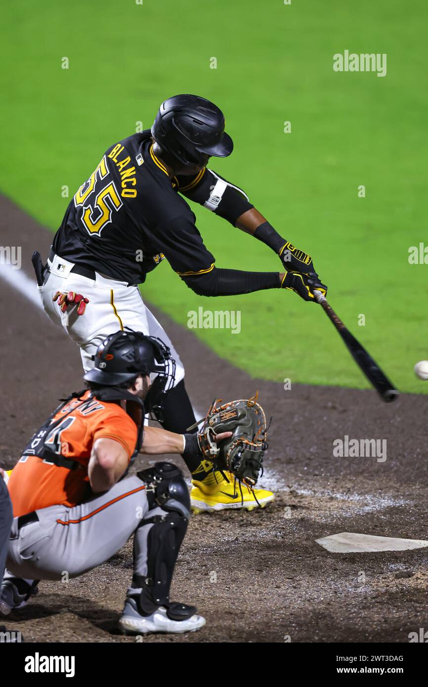 Bradenton, FL: Pittsburgh Pirates infielder Tony Blanco (55) at bat ...