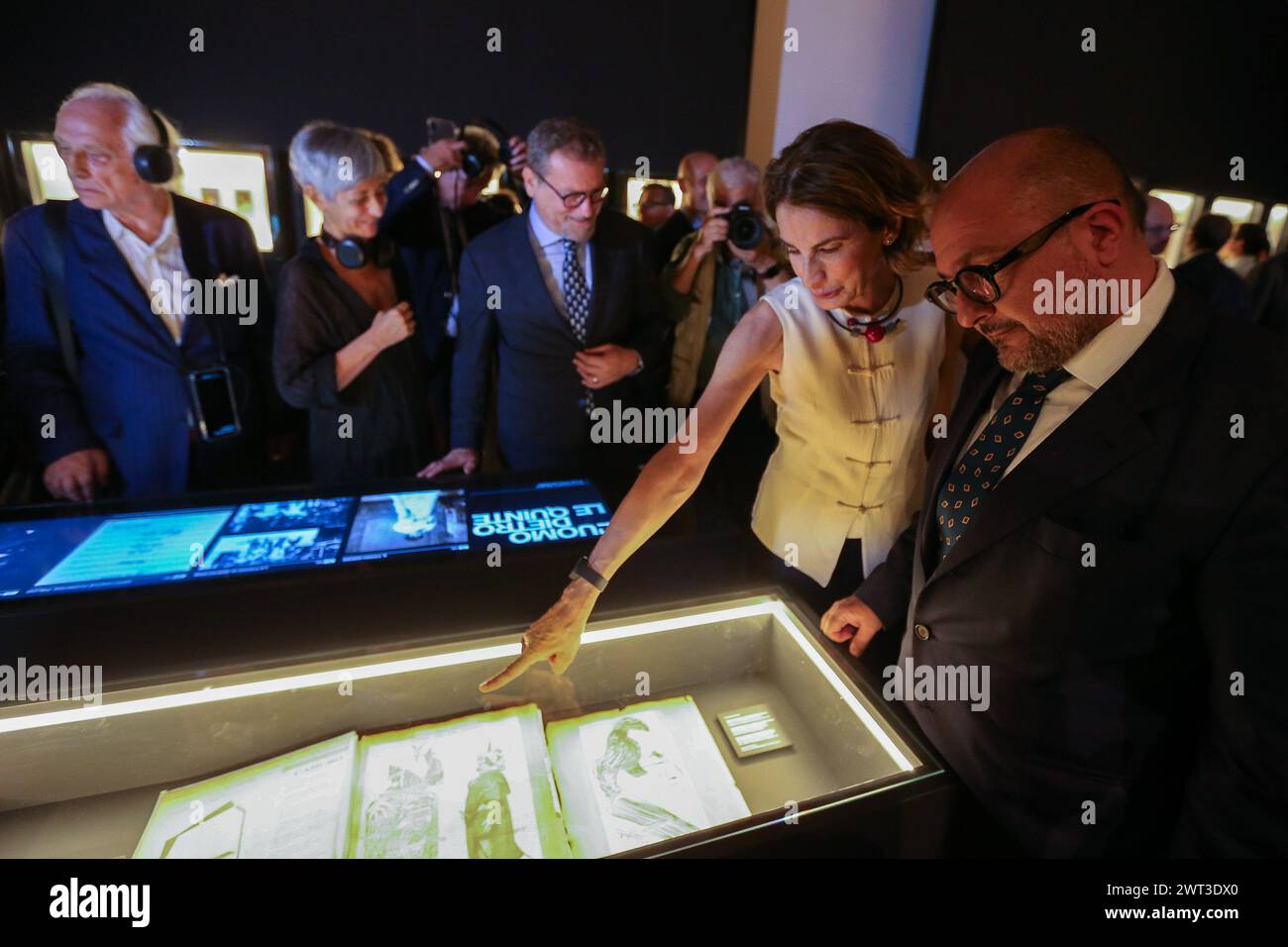 The minister of culture, Gennaro Sangiuliano (R), during the ...