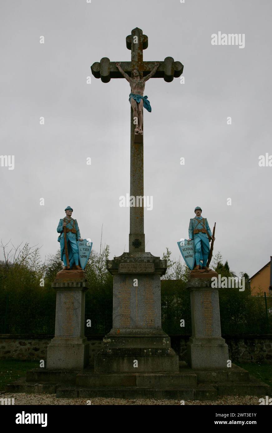 A close up view of the War Memorial at Ceauce in Normandy, France ...