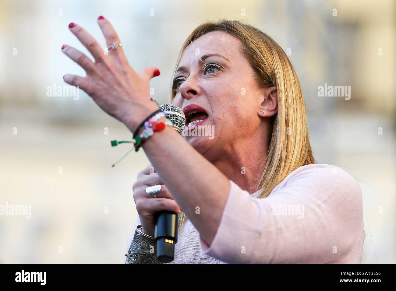 The political leader of the Brothers Of Italy, Giorgia Meloni, during ...