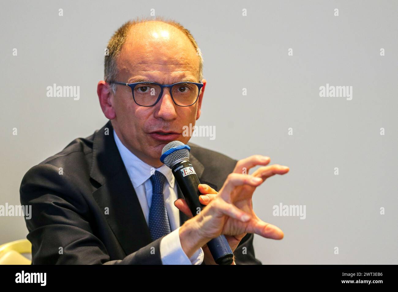 The secretary of the Democratic Party, Enrico Letta, during the "Think ...