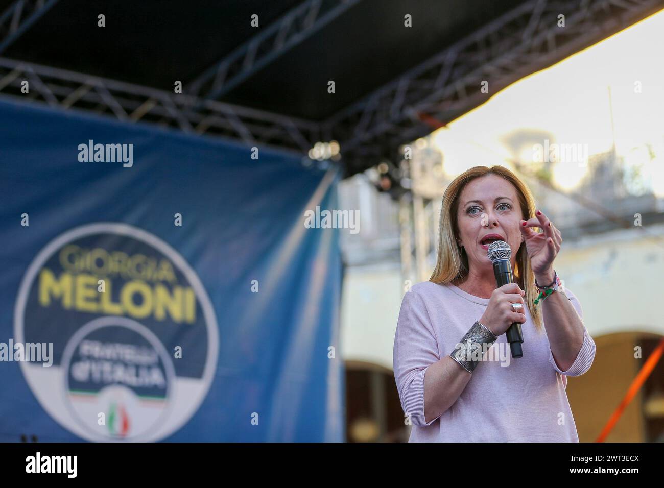 The political leader of the Brothers Of Italy, Giorgia Meloni, during ...