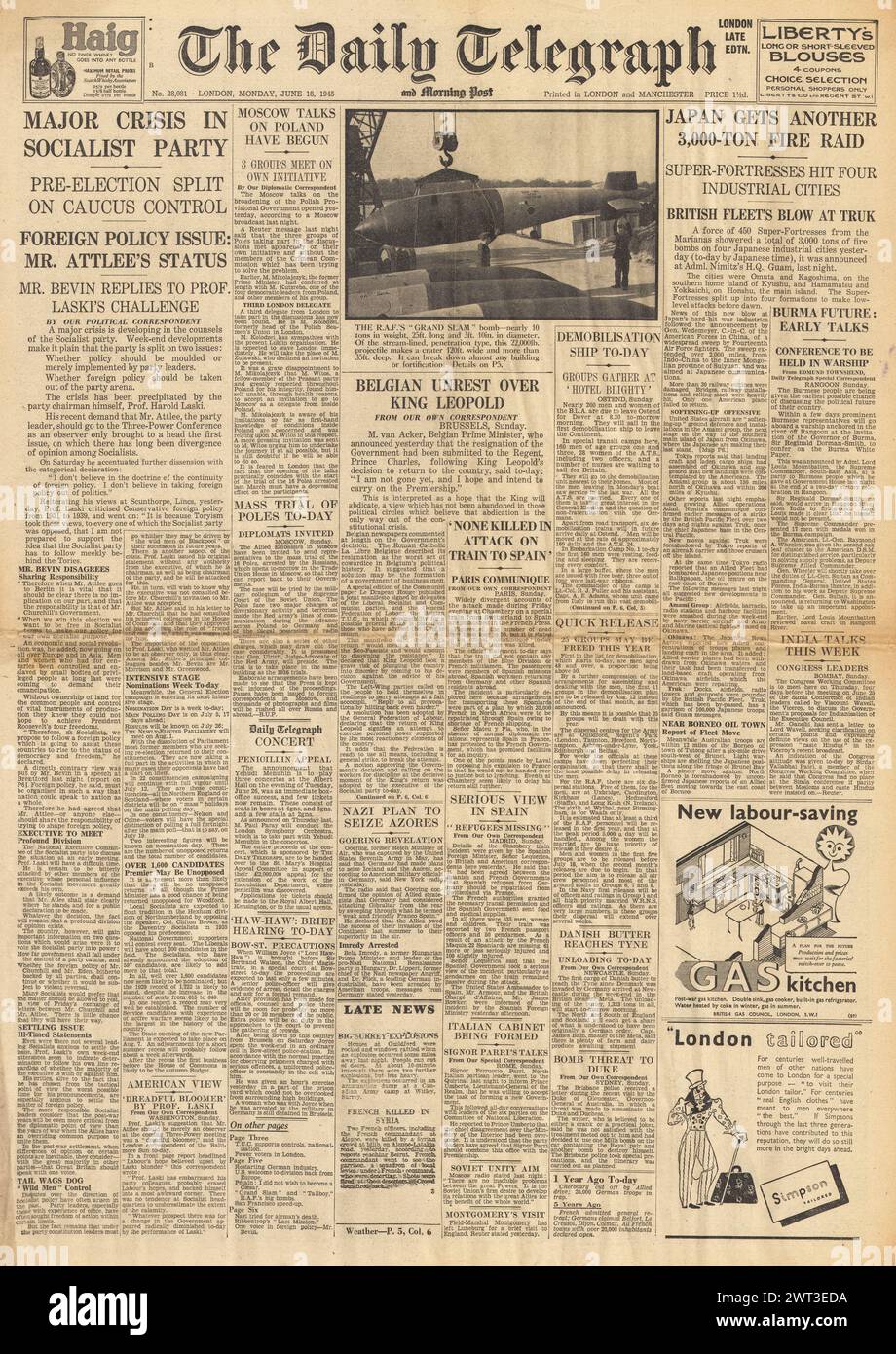 Front page 1945 us newspaper hi-res stock photography and images - Alamy