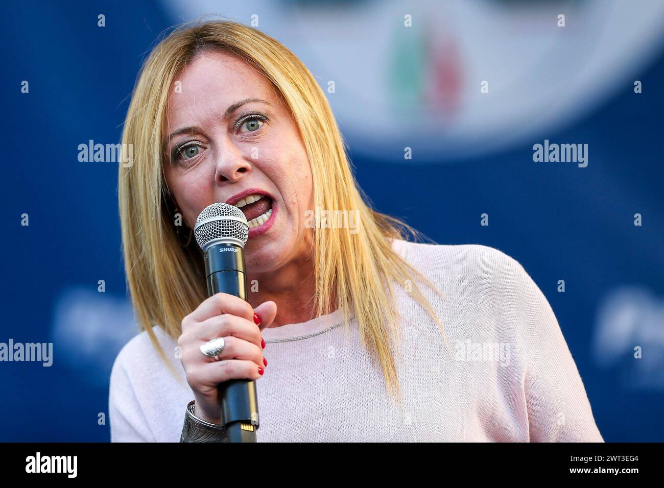 The political leader of the Brothers Of Italy, Giorgia Meloni, during ...