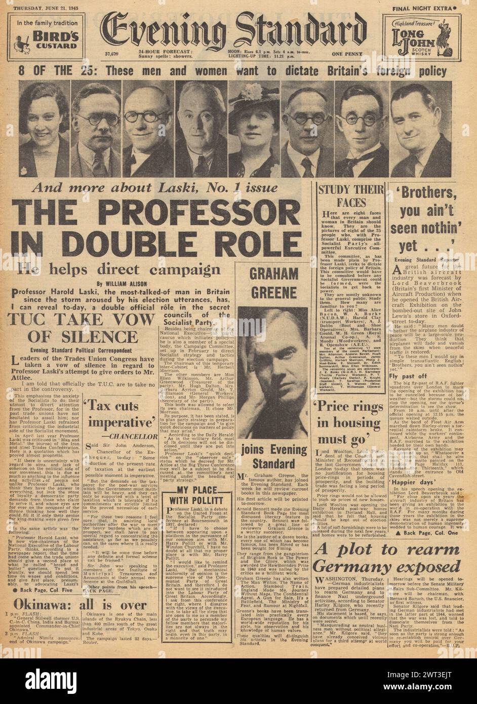 1945 Evening Standard front page reporting General Election and Harold ...