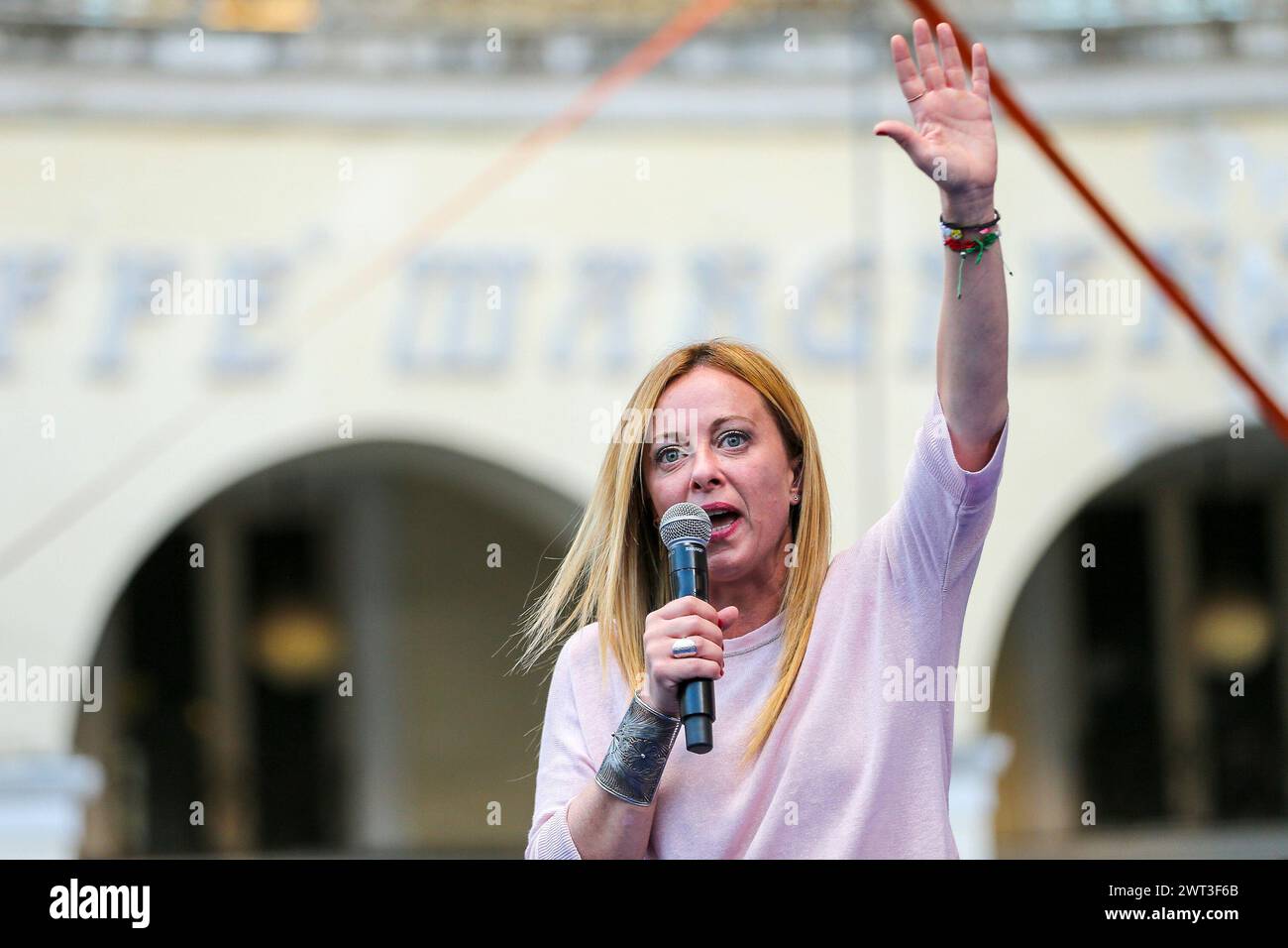 The political leader of the Brothers Of Italy, Giorgia Meloni, during ...