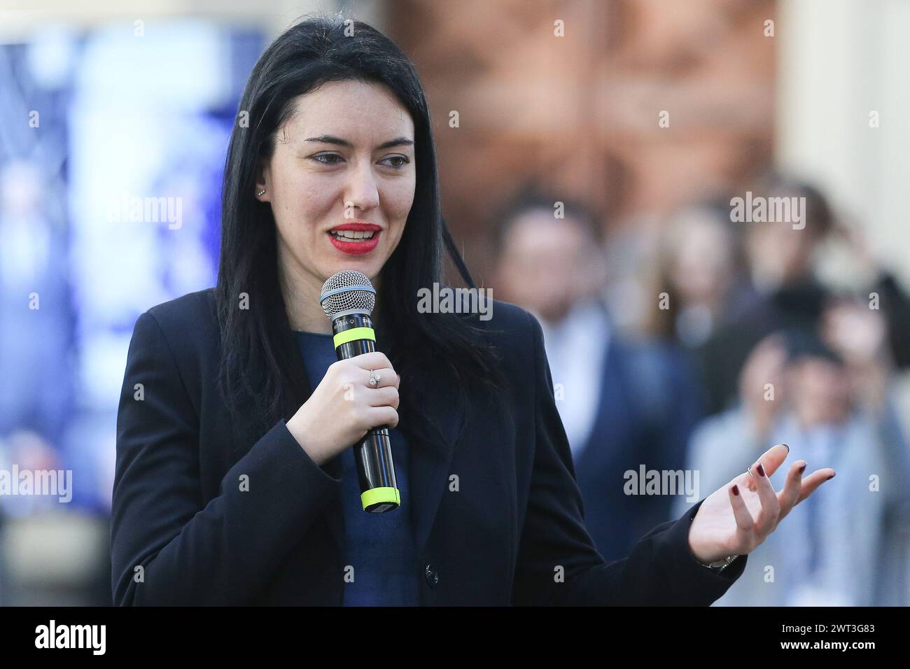 The Italian Minister of Education, Lucia Azzolina, speaks during the ...