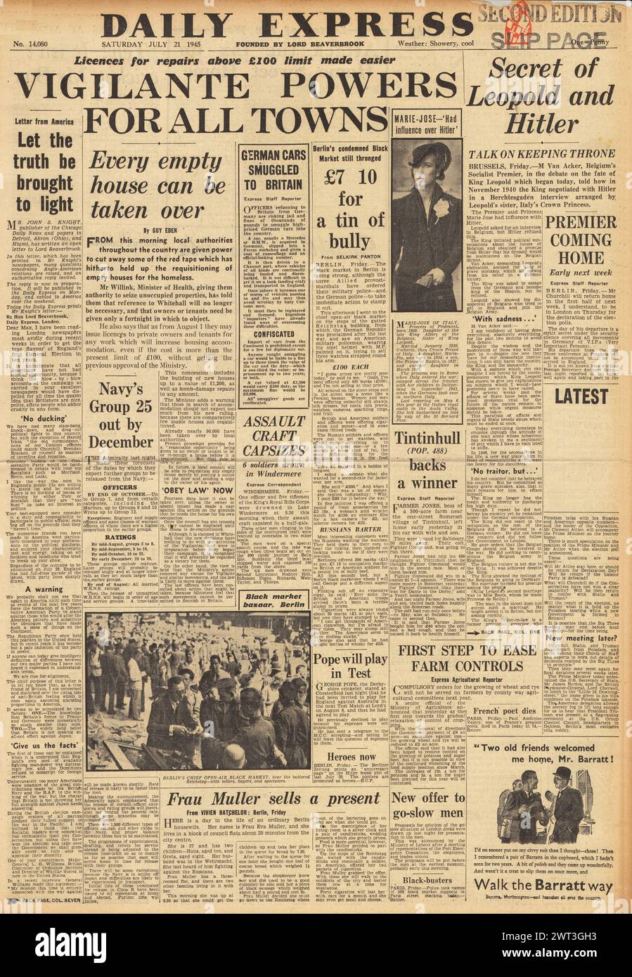 Adolf hitler newspaper headlines hi-res stock photography and images ...