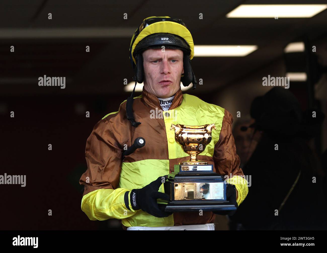 Paul Townend brings out the Gold Cup Trophy ahead of the Boodles ...