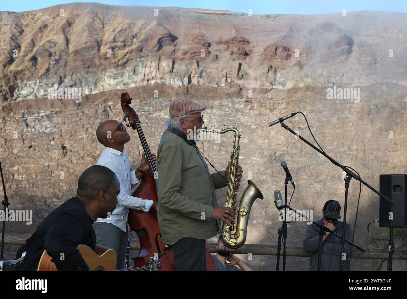 The jazz saxophonist, Charles Lloyd, with bassist Reuben Rogers and ...