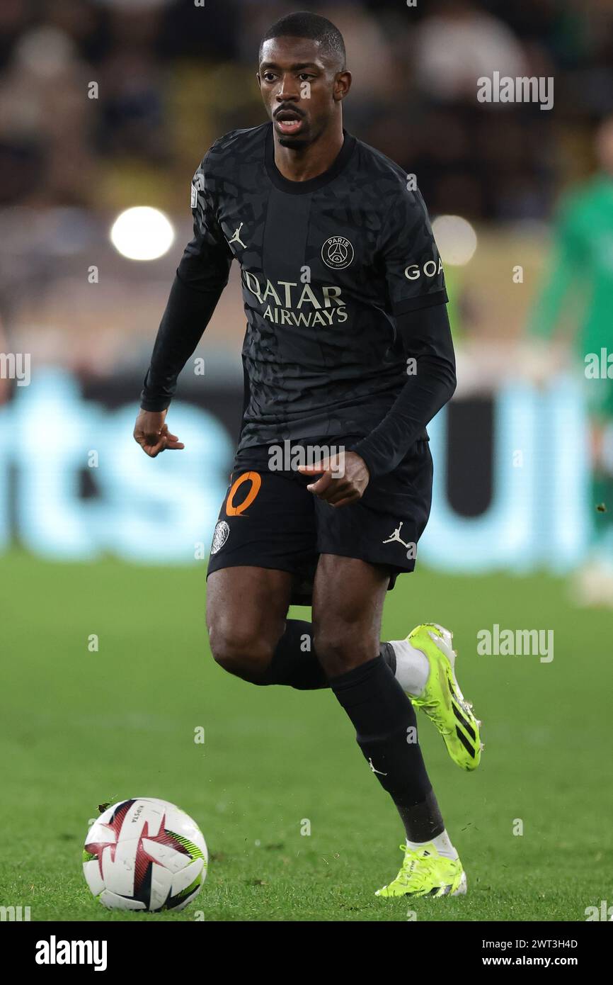 Monaco, Monaco. 1st Mar, 2024. Ousmane Dembele of PSG during the Ligue ...