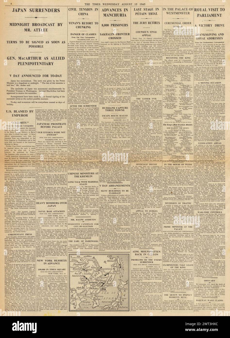 Japan surrender newspaper hi-res stock photography and images - Alamy