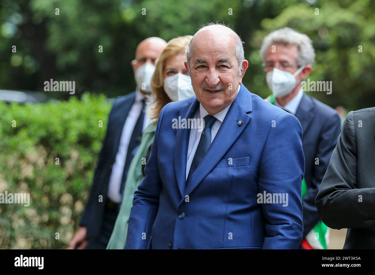 The president of Algeria, Abdelmadjid Tebboune, on a visit to Naples ...