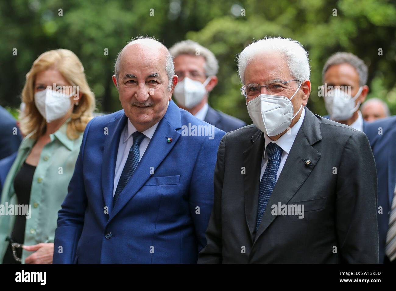 The president of Algeria, Abdelmadjid Tebboune (left), on a visit to ...