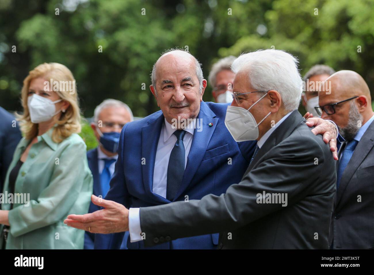 The president of Algeria, Abdelmadjid Tebboune (left), on a visit to ...