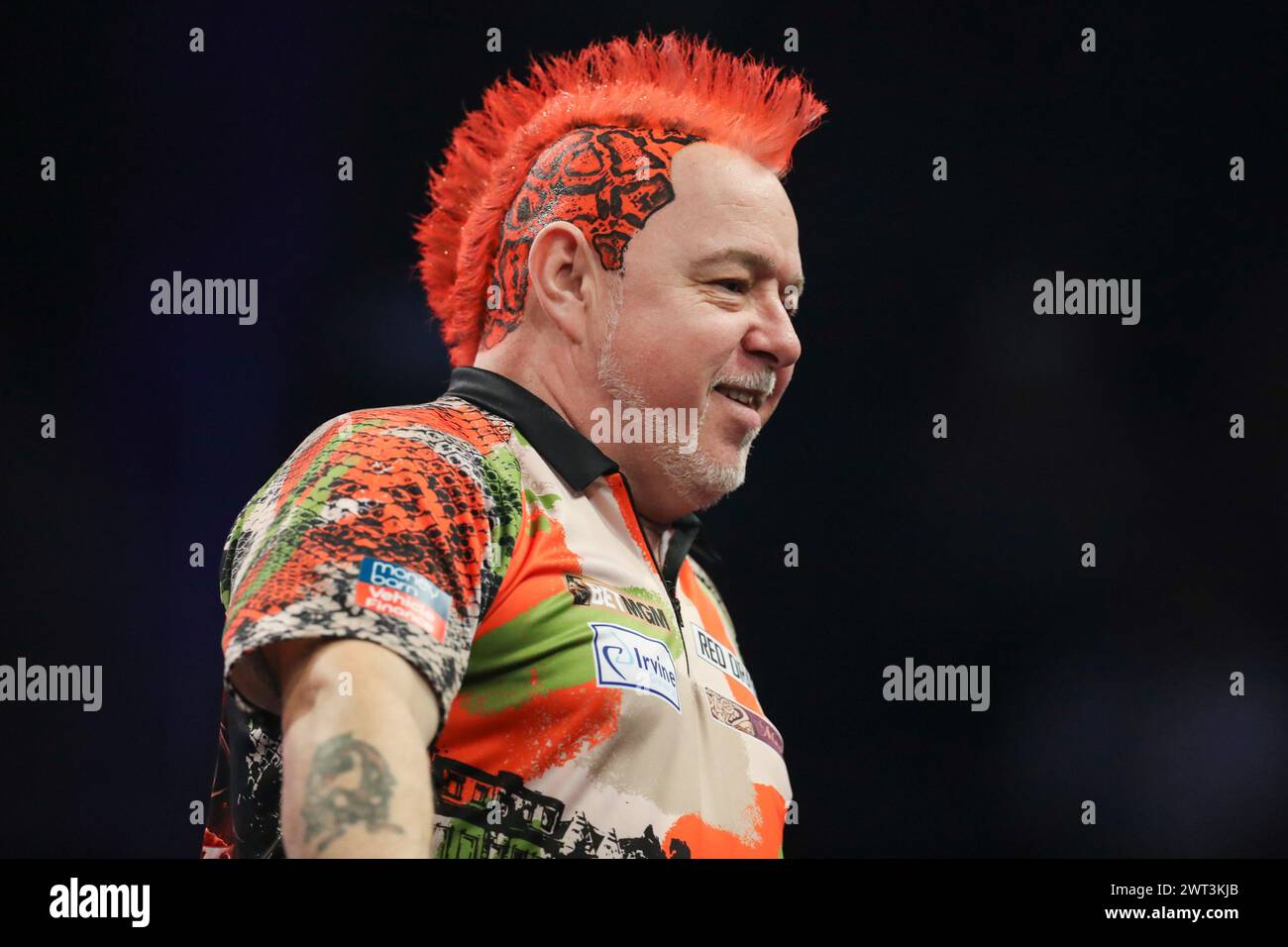 Nottingham, UK. 14th Mar, 2024. Peter Wright during the 2024 BetMGM ...