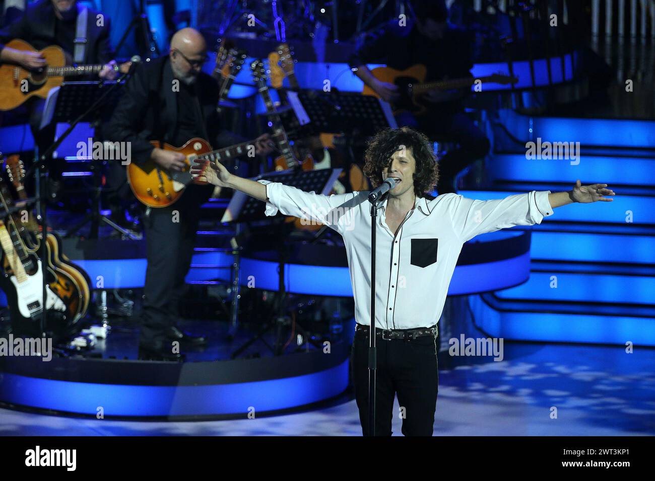 The singer Ermal Meta during the TV show Una Storia Da Cantare, in the ...