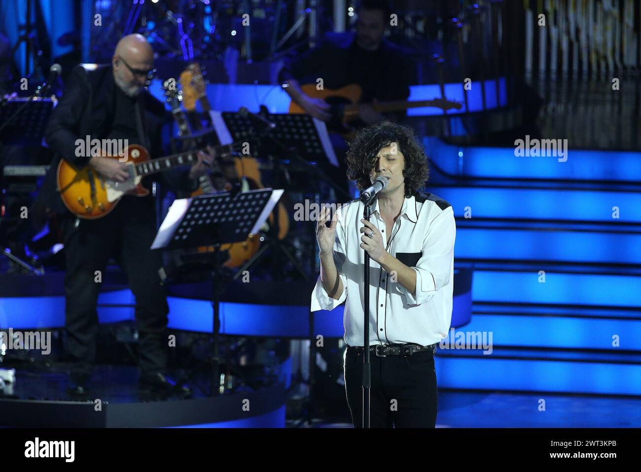 The singer Ermal Meta during the TV show Una Storia Da Cantare, in the ...