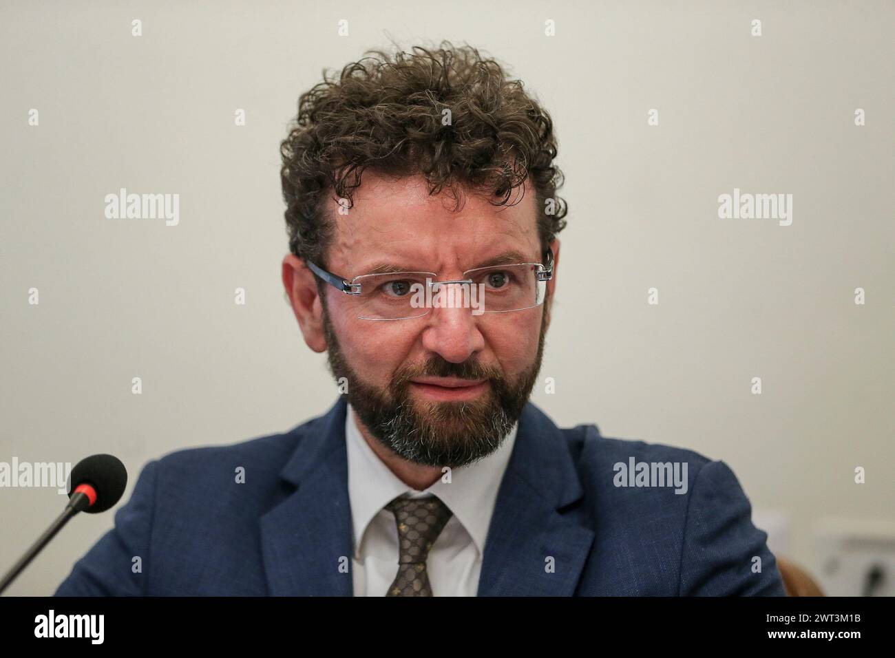 The mayor of Acerra, Raffaele Lettieri, during the presentation of a ...