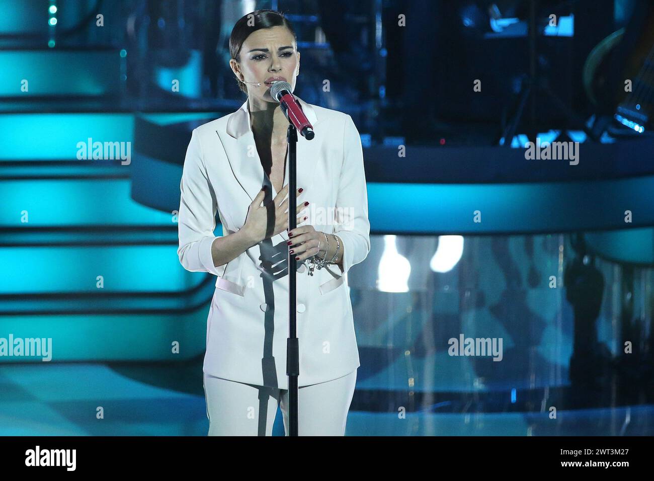 The singer Bianca Guaccero during the TV show Una Storia Da Cantare, in ...