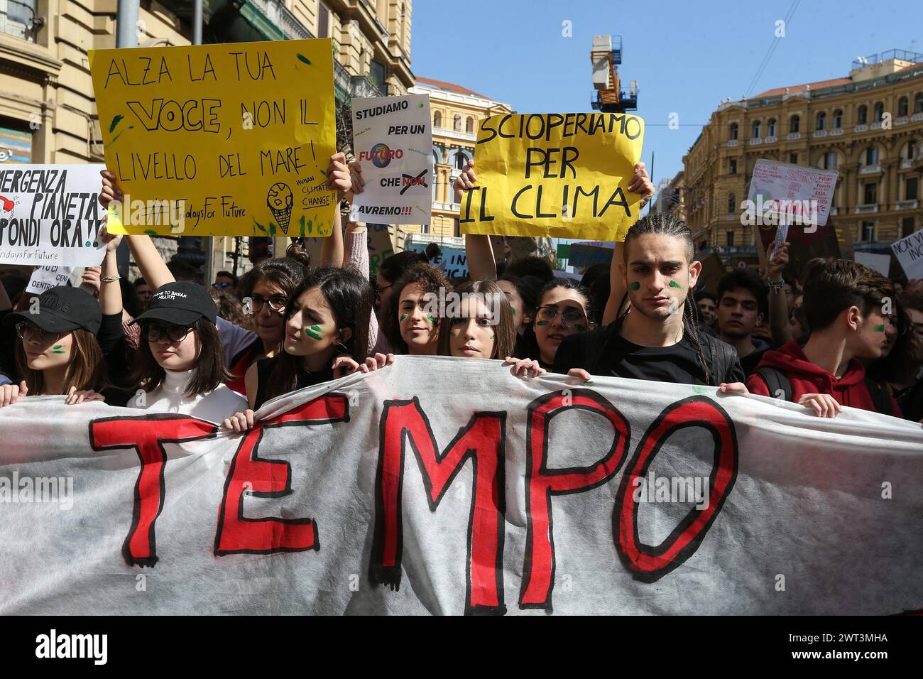 Students with signs during the Friday For Future march, to protest ...