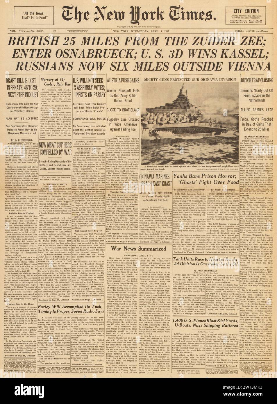 Front page 1945 us newspaper hi-res stock photography and images - Alamy