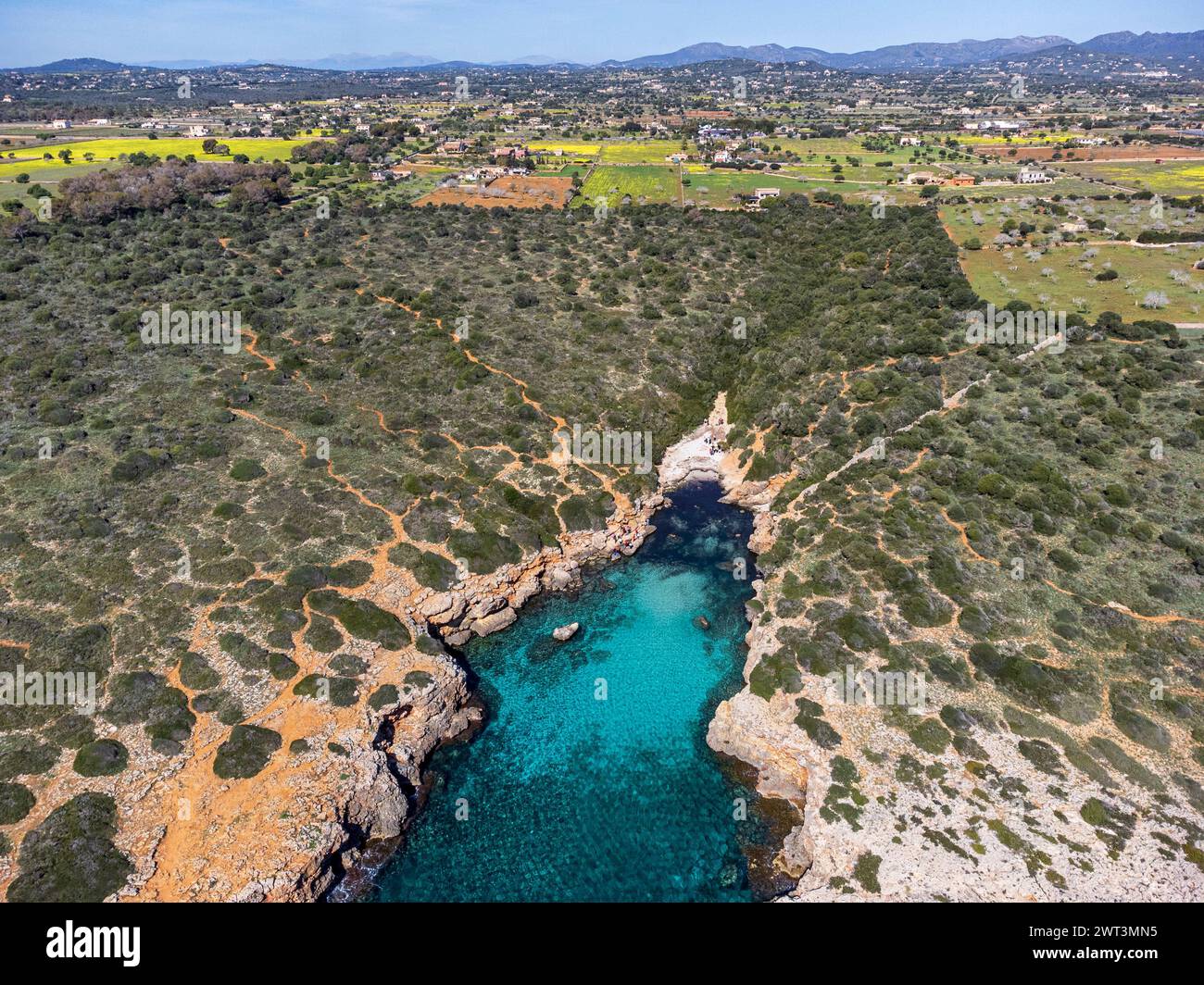 turquoise waters in Cala Petita, Porto Cristo, coast of Manacor ...